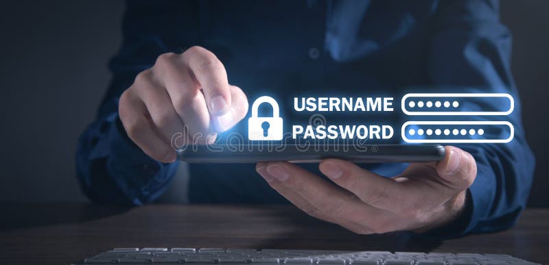 Human Hand Showing Username and Password with Padlock Stock Image ...