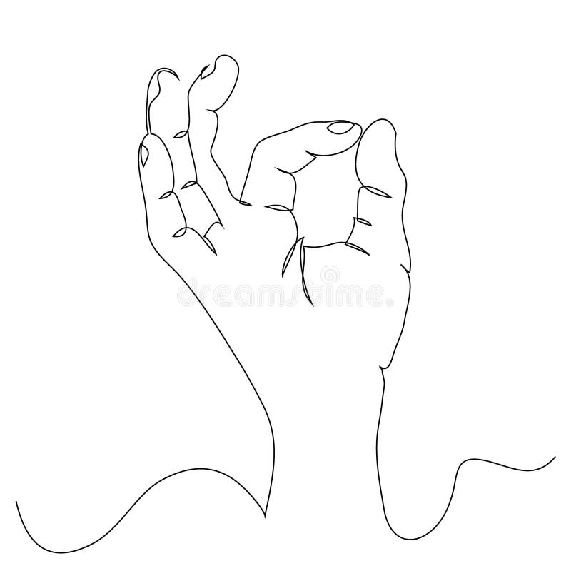 Human Hand Shows Ok Gesture, Continuous Line Drawing. Everything is ...