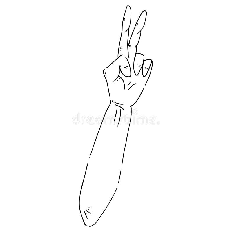 Human Hand with the Sign of Peace. Hand with Two Fingers Out. PEACE ...