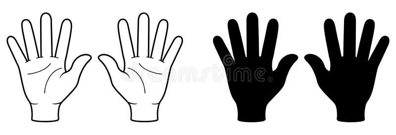 Human Hand Silhouette. Set of Black Hand Up Icons Stock Vector ...