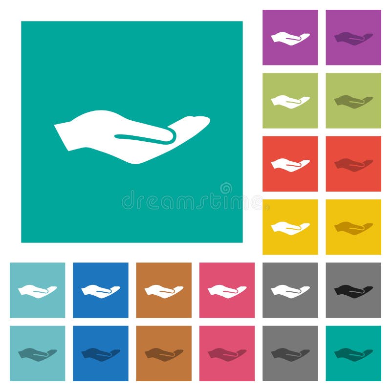 Human Hand Square Flat Multi Colored Icons Stock Vector - Illustration ...
