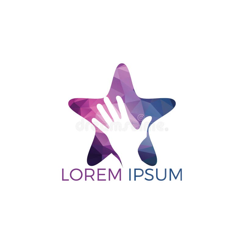 Human Hand with Star Vector Logo Design. Stock Vector - Illustration of ...