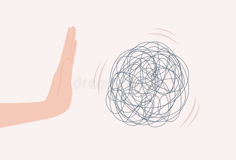 Human Hand Stopping a Tangled Ball with Gesture. Vector Illustration ...
