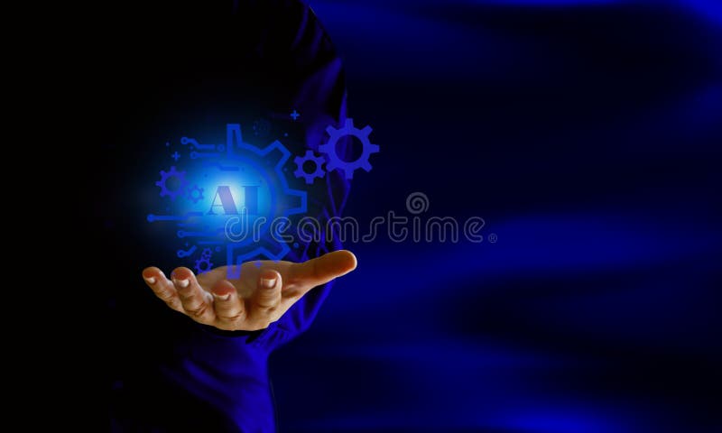 Human Hand Support Element Futuristic Digital AI Icon Copy Space ...