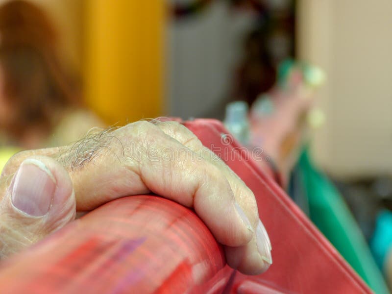 Human Hand Supported on a Red Handrail Stock Photo - Image of human ...