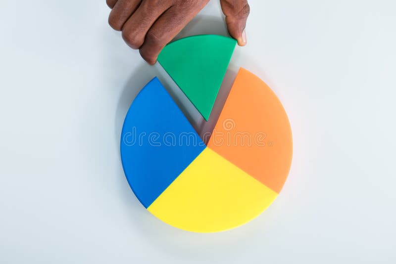 Human Hand Taking Green Piece of Pie Chart Stock Image - Image of ...
