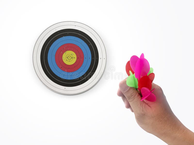 Human Hand is Throwing the Darts Target To the Darts Board. a Man`s ...