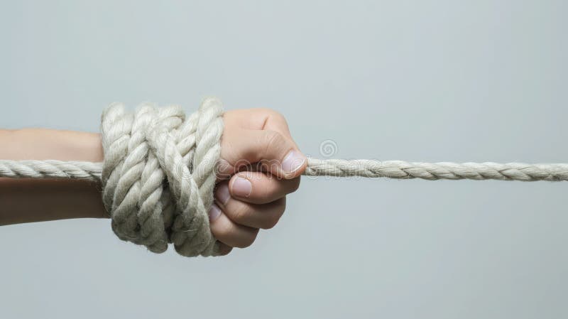 A Human Hand Tied with a Thick Rope Stock Illustration - Illustration ...