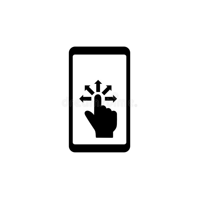 Human Hand on Touch Screen Device Icon Isolated on White Background ...