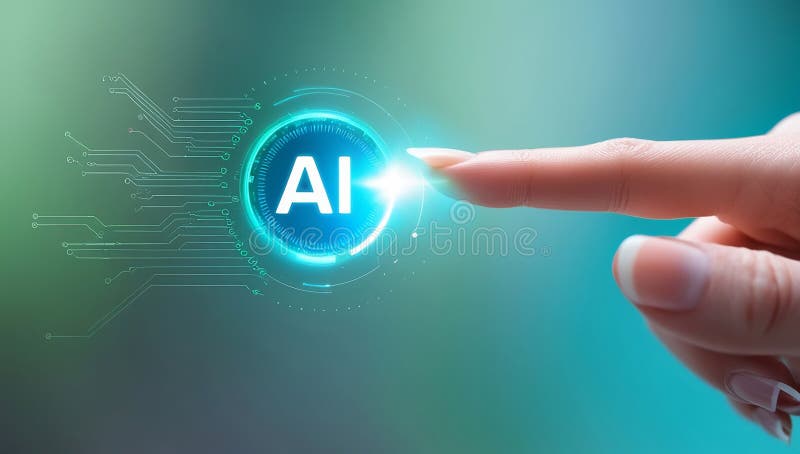 A Human Hand Touches a Glowing AI Icon To Customize AI-generated ...