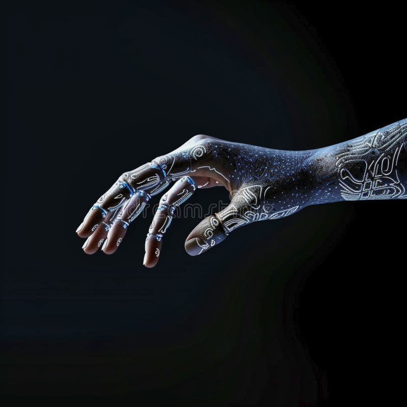 Human Hand Touching Artificial Intelligence Hand, Generative AI Stock ...