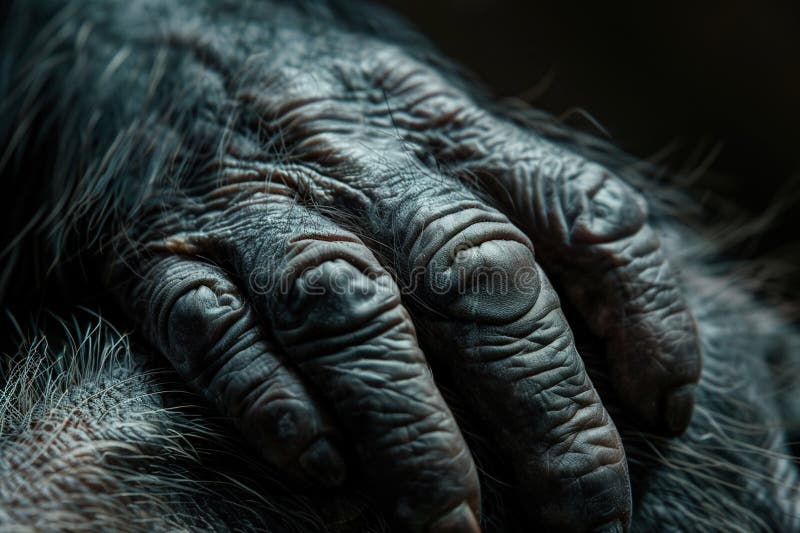 Human Hand Touching Hand of a Gorilla. Ai Generative Stock Image ...