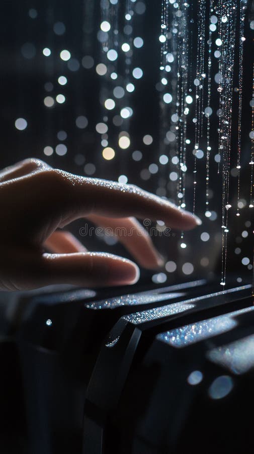 Human Hand Touching a Machine Emitting Black Glitter Symbolizing the ...