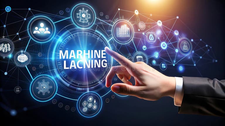 Human Hand Touching Machine Learning Interface Representing Business ...