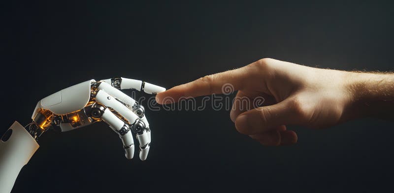 Human Hand Touching Robotic Hand, Connection between Humans AI ...