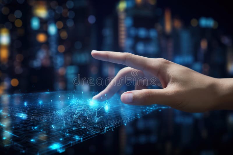 Human Hand Touching the Screen Showing Digital Technology, Stock ...