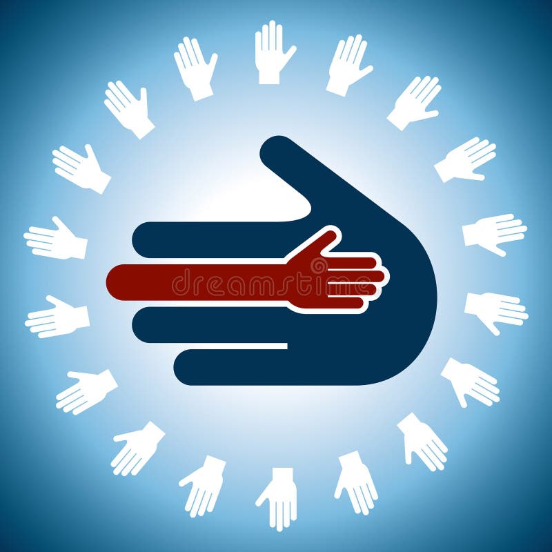 Human Hand Unity Concept, Illustration Stock Vector - Illustration of ...