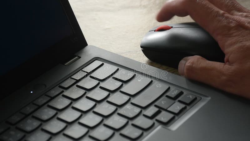 Human Hand Using Computer Mouse with Laptop on Table Stock Video ...