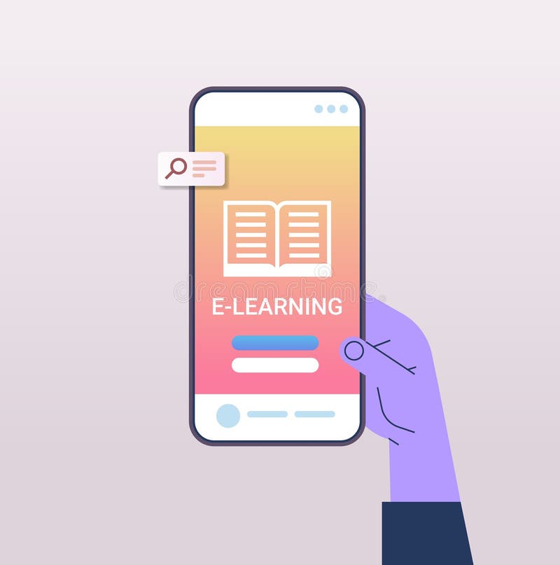 Human Hand Using Mobile Educational App on Smartphone Screen Online ...