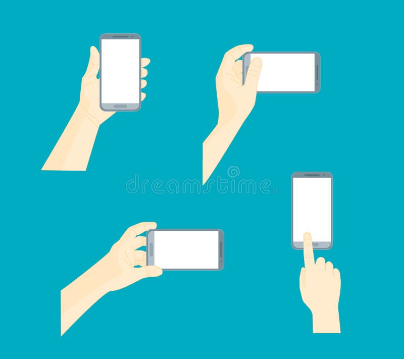 Human Hand Using Mobile Smart Phone Set. Vector Stock Vector ...
