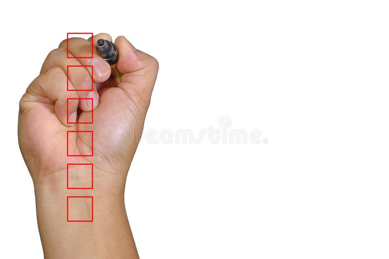 Human Hand Waiting To Check Checklist Boxes and Copy Space Area. Stock ...