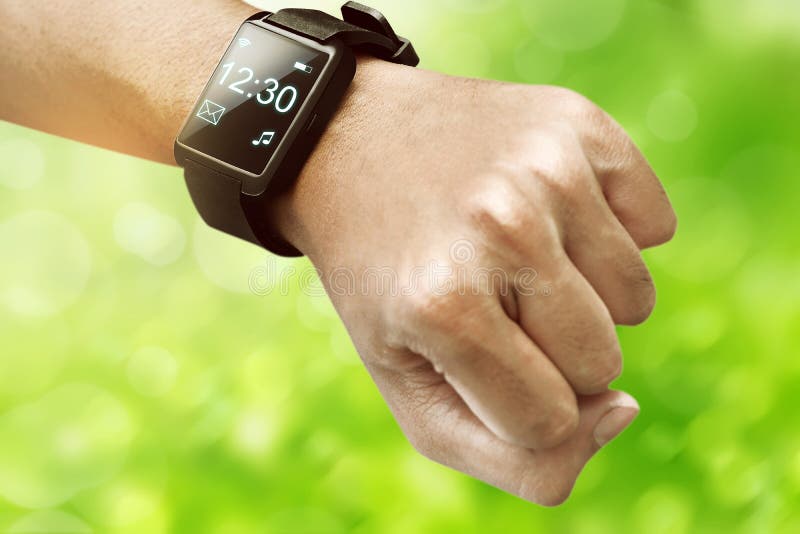 Human Hand Wearing Smart Watch Stock Image - Image of blur, accessory ...