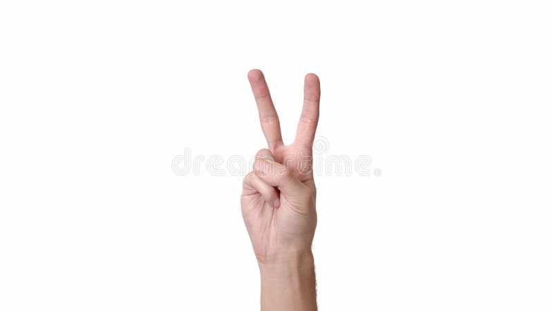 Human Hand on a White Background Isolate, the Person Shows Two Fingers ...