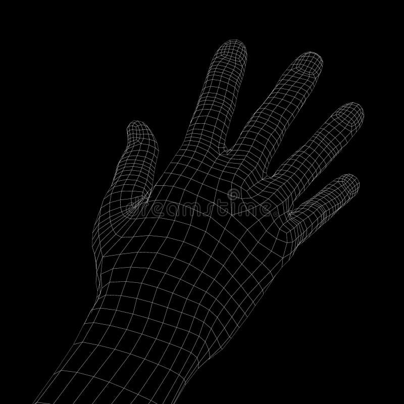 Human Hand. Wire Frame Render Stock Illustration - Illustration of ...