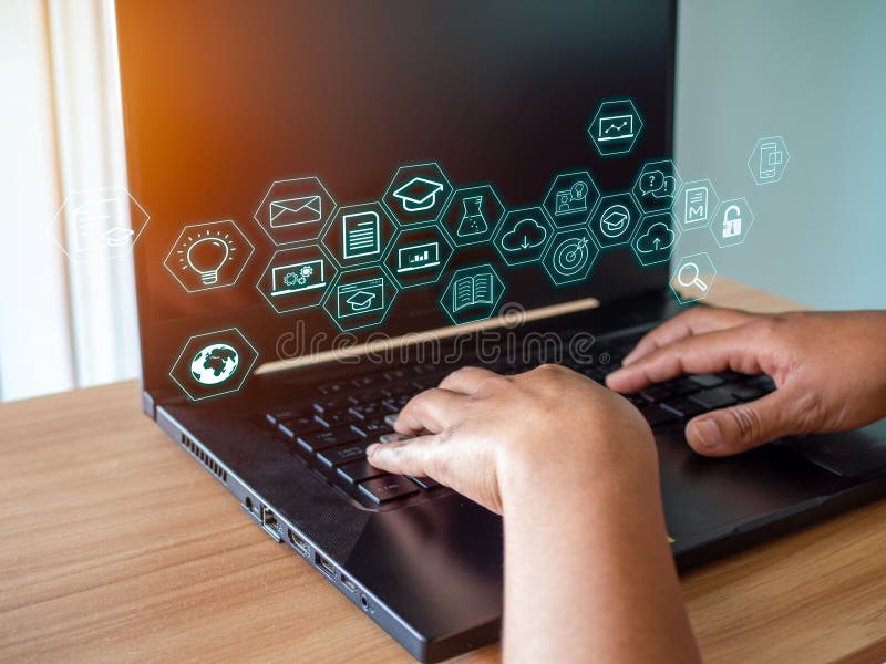 Human Hand Working on Computer. Business Concept and Communication ...