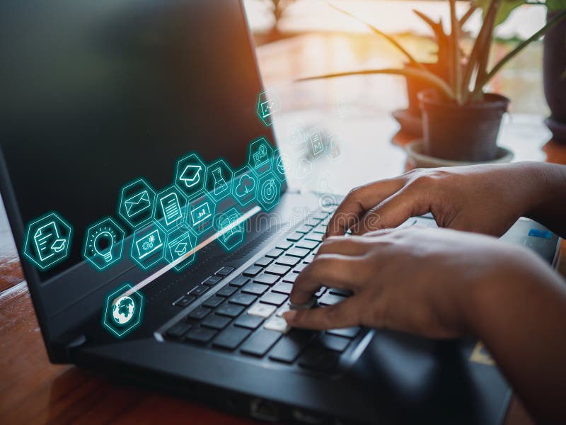 Human Hand Working on Computer. Business Concept and Communication ...