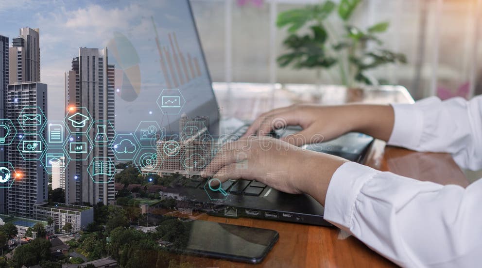 Human Hand Working on Computer. Business Concept and Communication ...