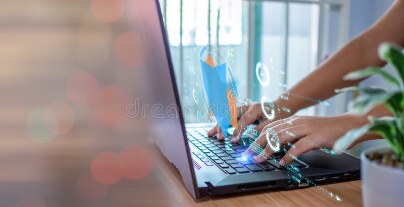 Human Hand Working on Computer. Business Concept and Communication ...