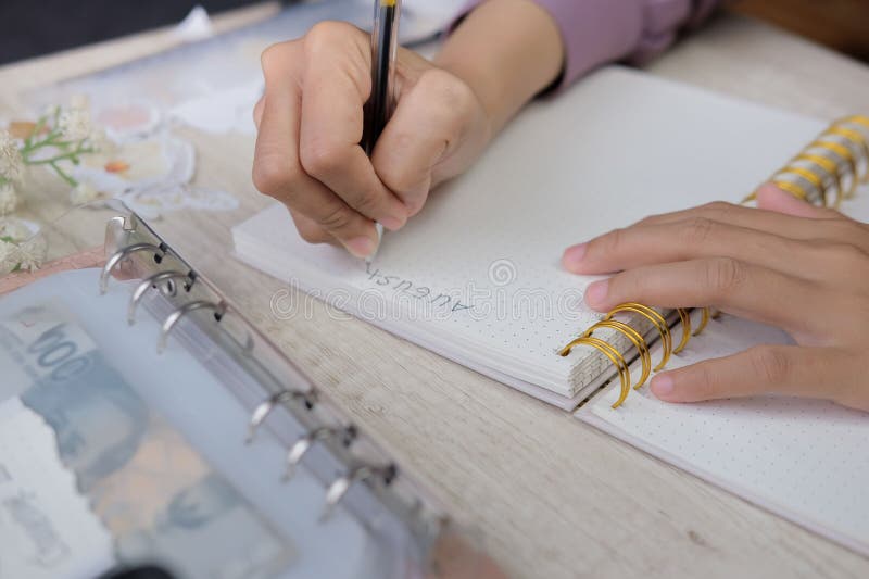 Human Hand Writing on Notebook Stock Photo - Image of paper, closeup ...