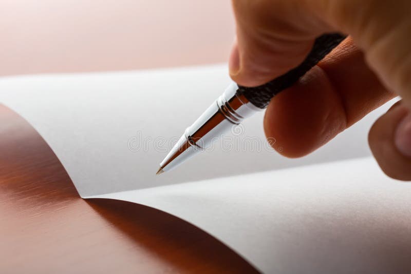 Human Hand Writing on Paper by Ball Pen Stock Image - Image of document ...