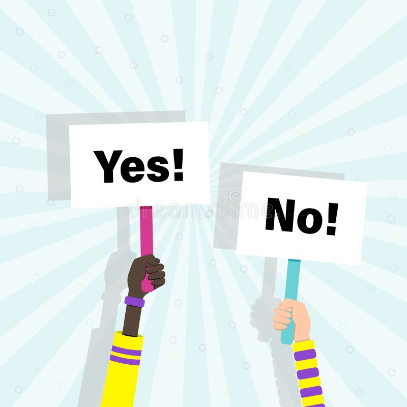 Human Hand with Yes No. Flat Vector Illustration. Flat Vector ...