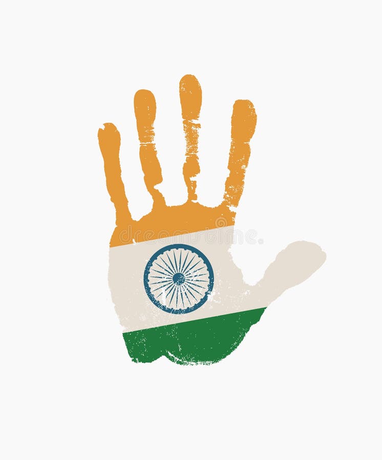 Human Handprint in the Colors of the Flag of India Stock Vector ...