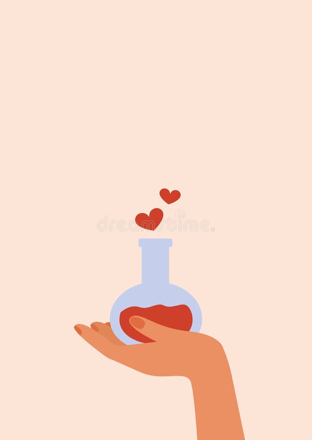 Human Hands with a Bottle of Love Potion Vector Stock Vector ...