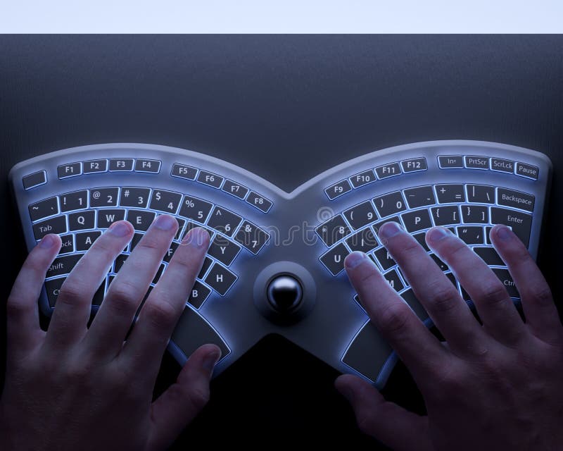 Human Hands with Conceptual Keyboard Stock Photo - Image of illuminated ...