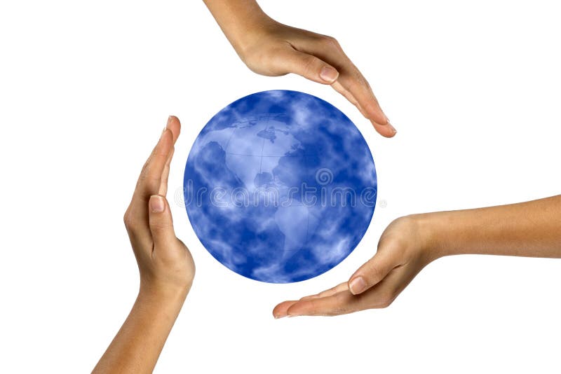 Human Hands Covering Planet Earth. Stock Photo - Image of conceptual ...