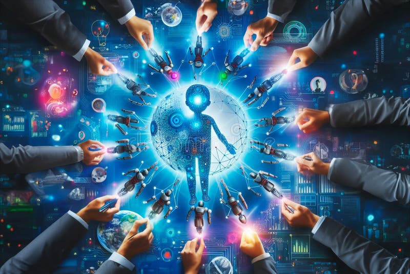 Human Hands Creating Design Using Artificial Intelligence Stock ...