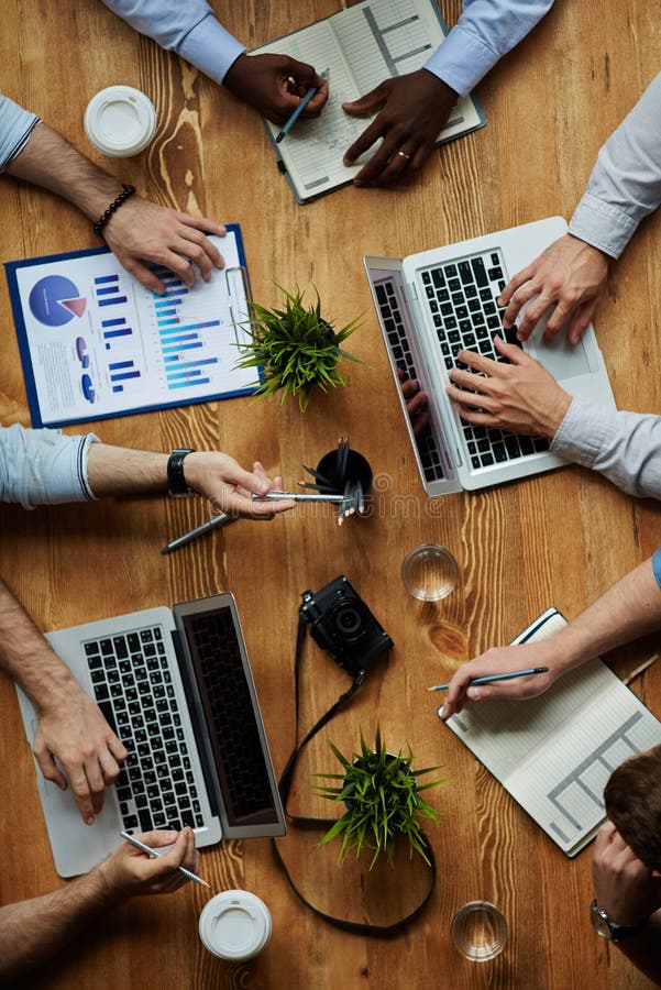 Human Hands during Discussion Stock Photo - Image of notepad, hand ...