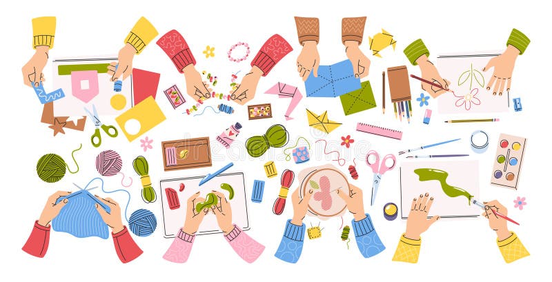 Human Artist Hands Doing Creative Handwork Engaged in DIY Hobbies and ...