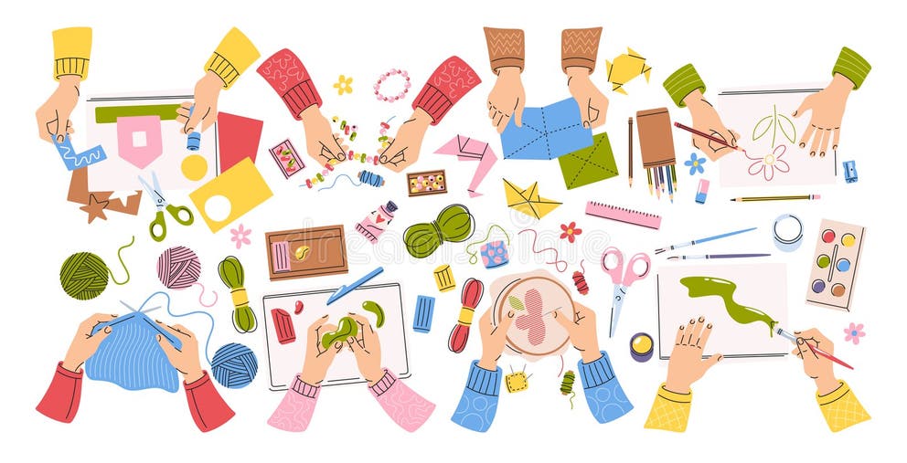 Human Artist Hands Doing Creative Handwork Engaged in DIY Hobbies and ...