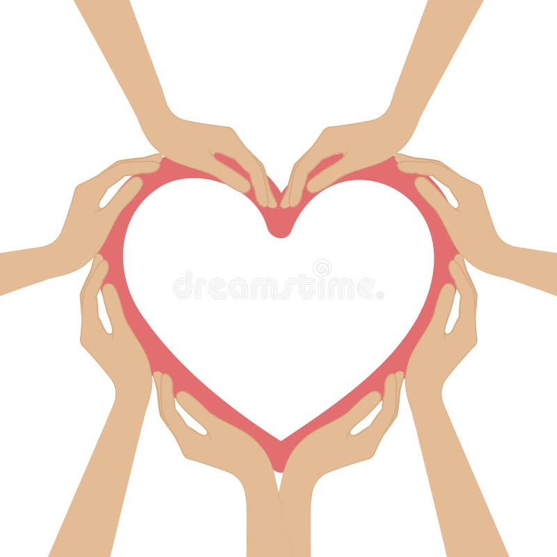 Human Hands with Different Skin Colors Form a Heart Stock Vector ...