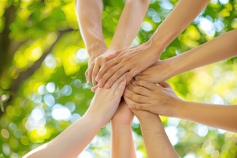 Human Hands Forming a Stack Teamwork Stock Photo - Image of connection ...