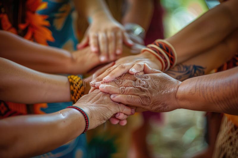 Human Hands Forming a Stack Teamwork Stock Image - Image of generated ...