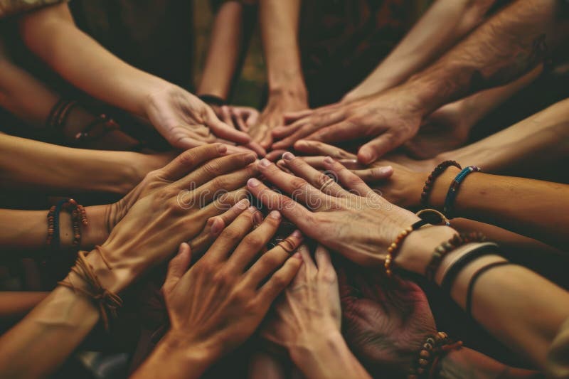 Human Hands Forming a Stack Teamwork Stock Image - Image of handshake ...