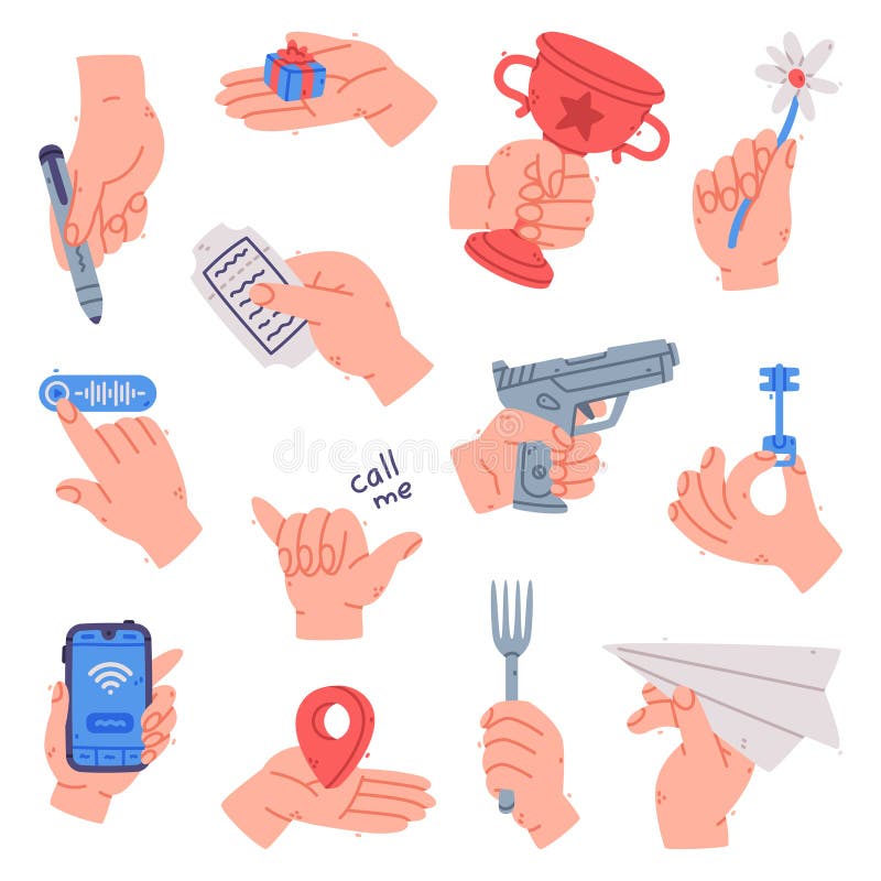 Human Hands Gestures and Different Actions Vector Set Stock Vector ...