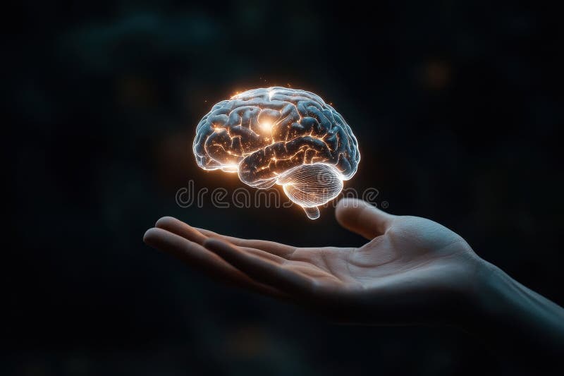 Human Hands Hold Brain Model Health Concept. Stock Image - Image of ...