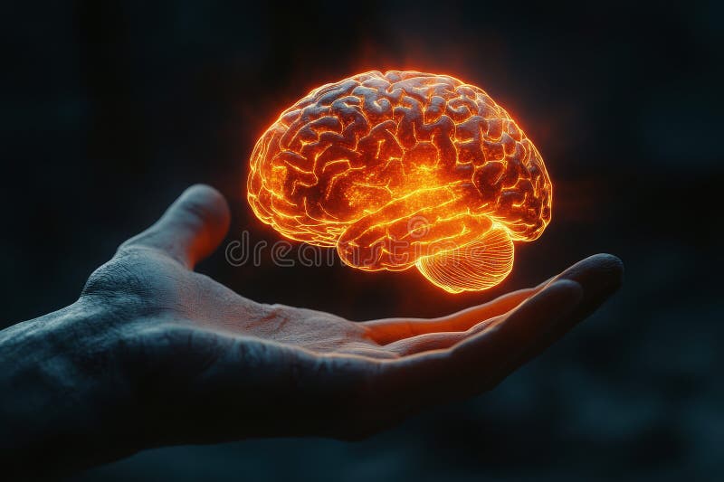 Human Hands Hold Brain Model Health Concept. Stock Image - Image of ...